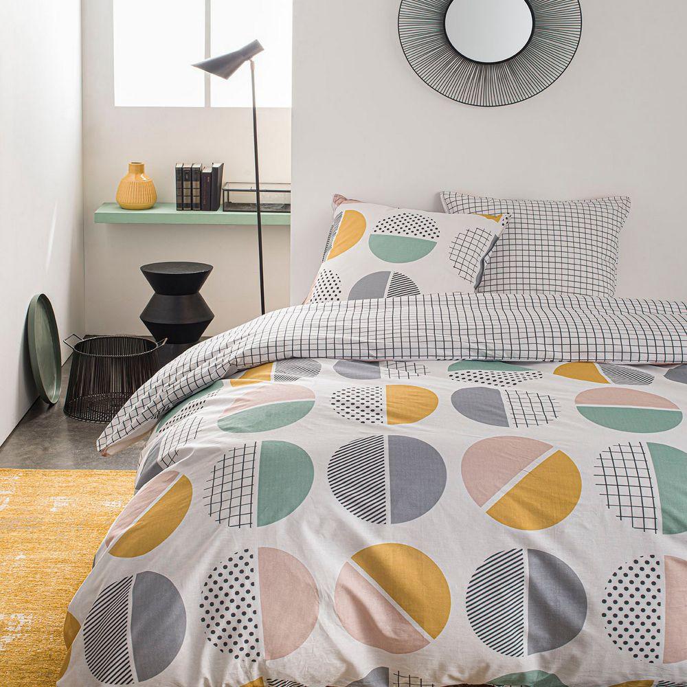 Parure De Lit Blanche Ronds 220x240 Today Coton 57 Fils Sunshine ...